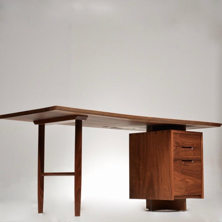 Nakashima Style Solid Walnut Live Edge Desk at 1stDibs