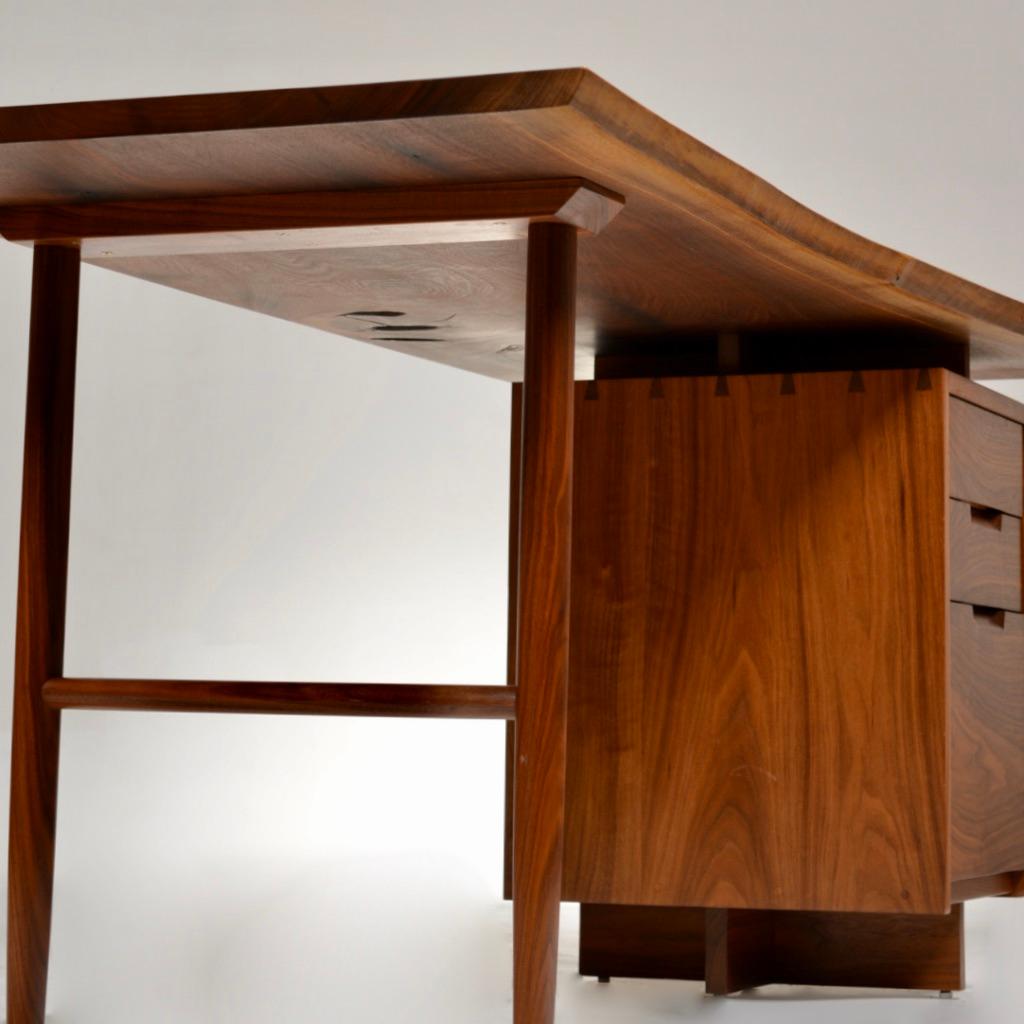 Nakashima Style Solid Walnut Live Edge Desk at 1stDibs
