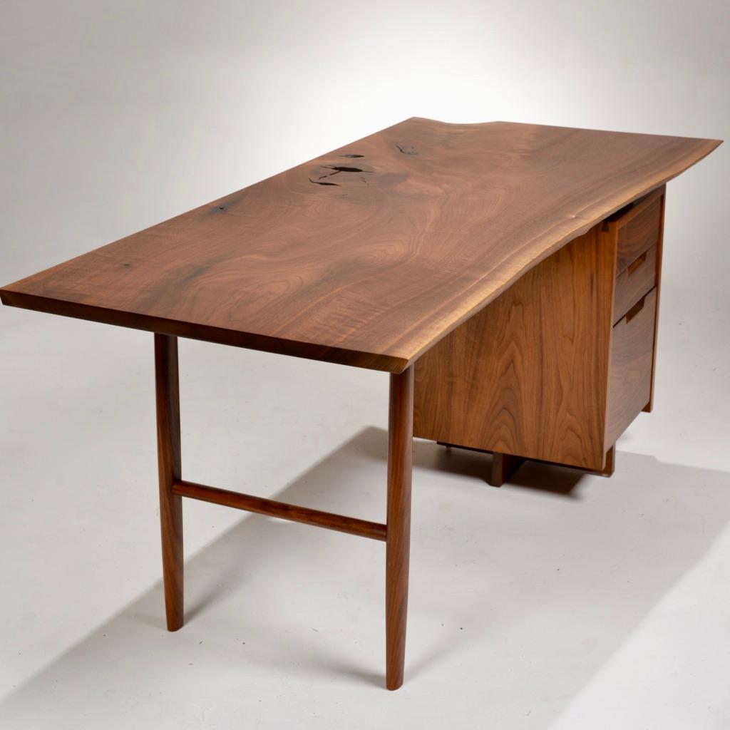 Nakashima Style Solid Walnut Live Edge Desk at 1stDibs