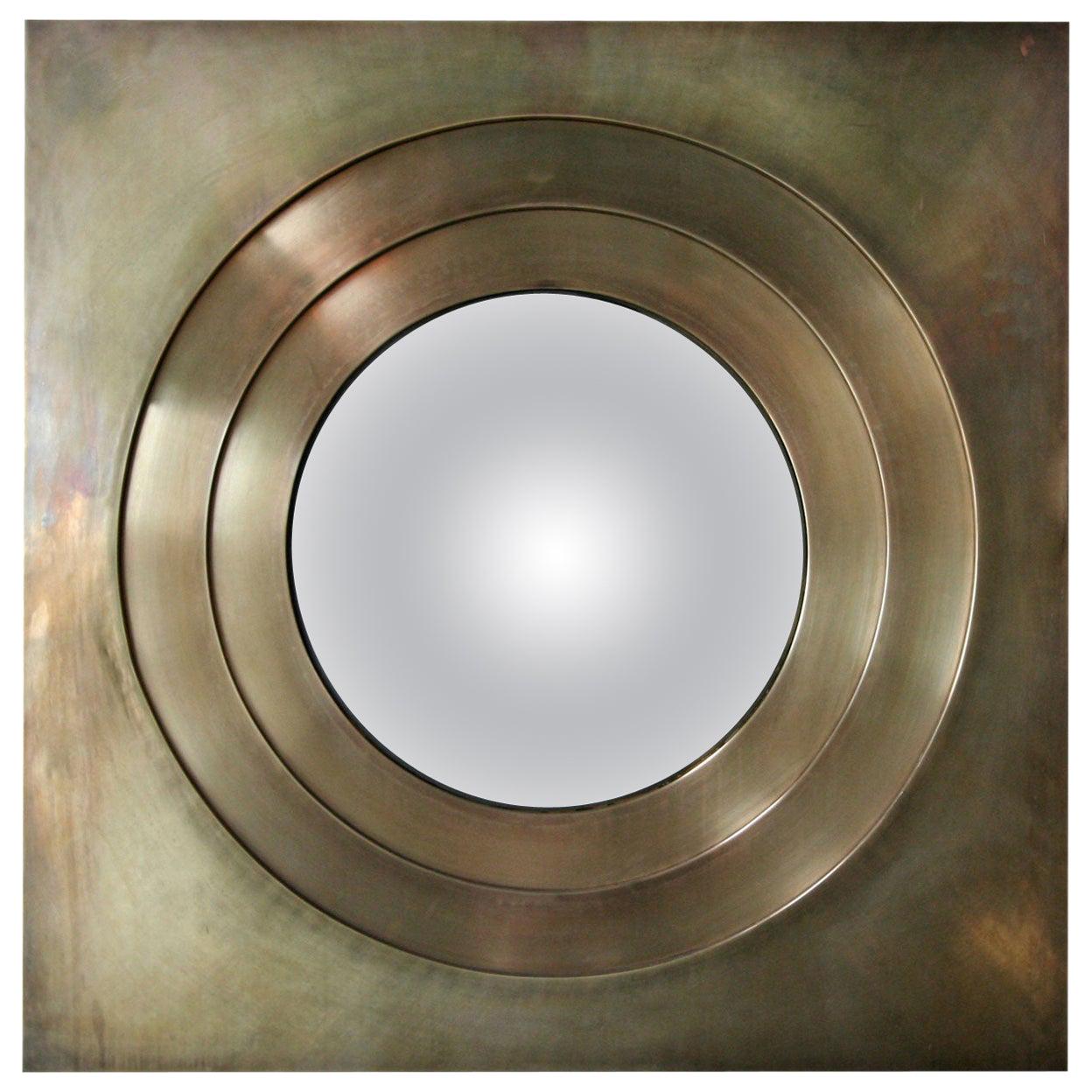 Large Custom Round Brass Mirror by Adesso Imports For Sale at 1stdibs