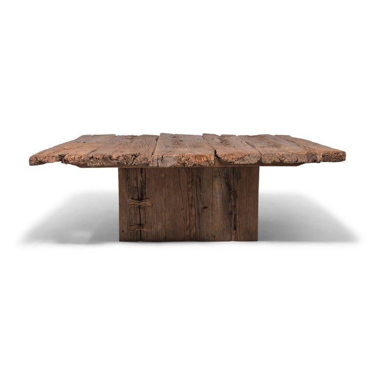 Custom Square Reclaimed Elm Dining Table For Sale at 1stDibs