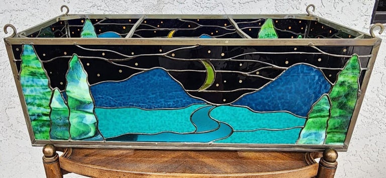 Custom Stained Glass Hanging Ceiling Light Box For Sale At 1stdibs