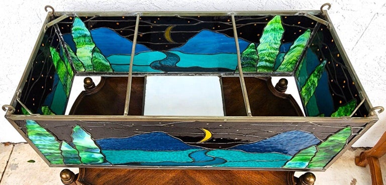 Custom Stained Glass Hanging Ceiling Light Box For Sale at 1stDibs