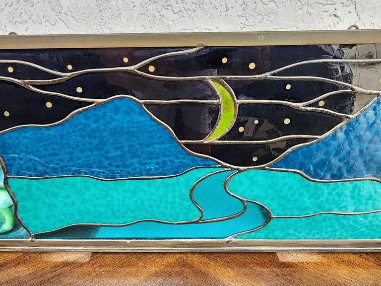 Custom Stained Glass Hanging Ceiling Light Box For Sale at 1stDibs