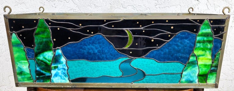 Custom Stained Glass Hanging Ceiling Light Box For Sale at 1stDibs