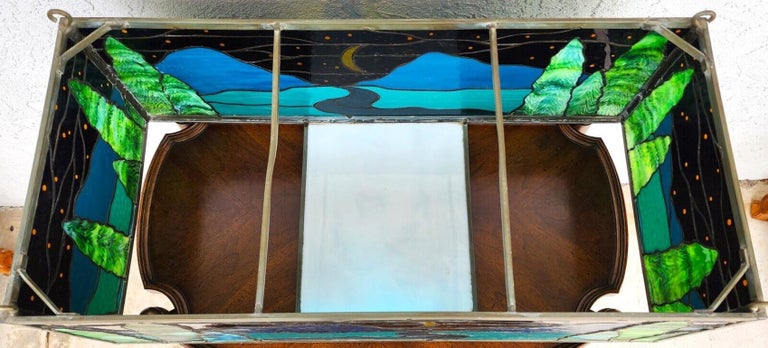 Custom Stained Glass Hanging Ceiling Light Box For Sale at 1stDibs