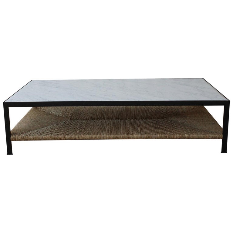 Custom Steel Framed Coffee Table with Marble Top at 1stDibs