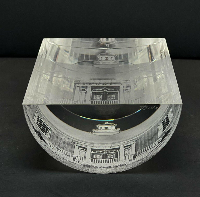 Custom Steuben Engraved Half Column Presentation Glass Camden Library ...