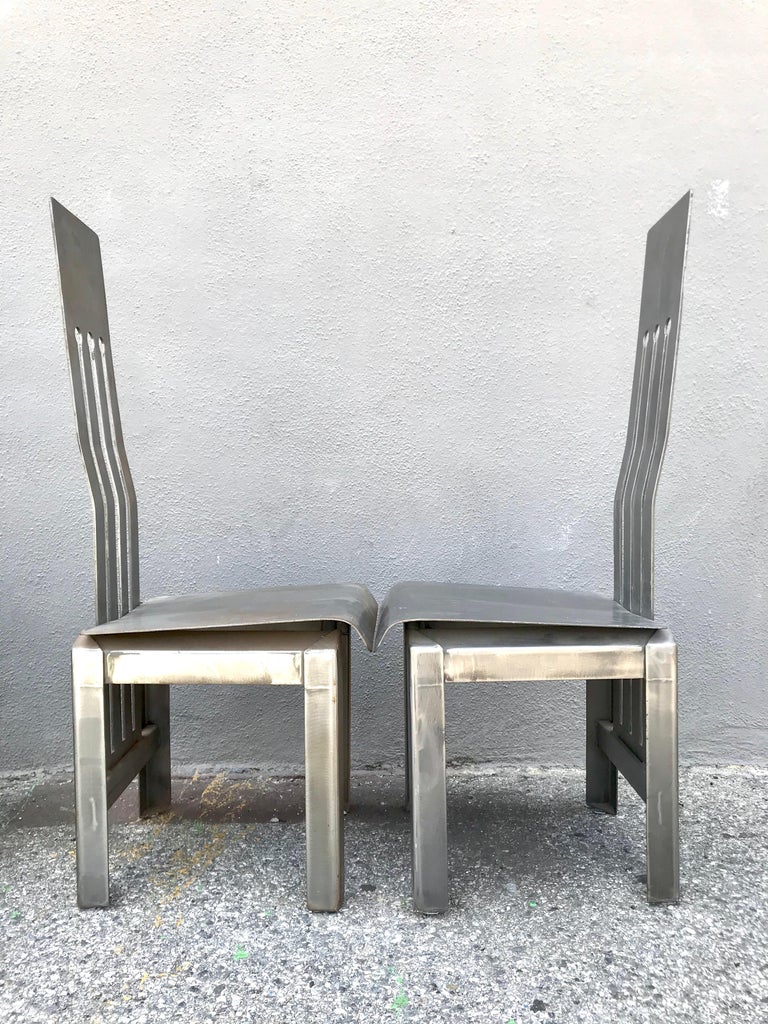 Custom Studio Design Steel Dining Chairs For Sale at 1stDibs