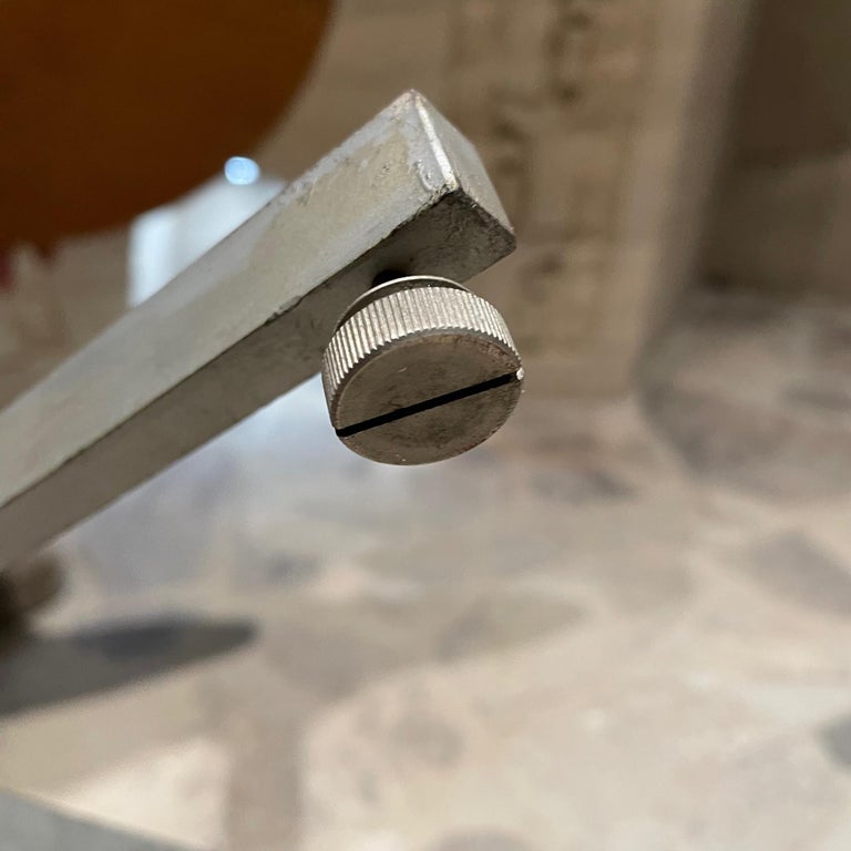 1960s Custom Studio Side Table Rich Wood Grain Adjustable Aluminum Star ...