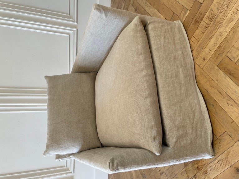 Custom Swivel Chair Slip Covered in a Heavy Flax Stone Washed Linen For ...