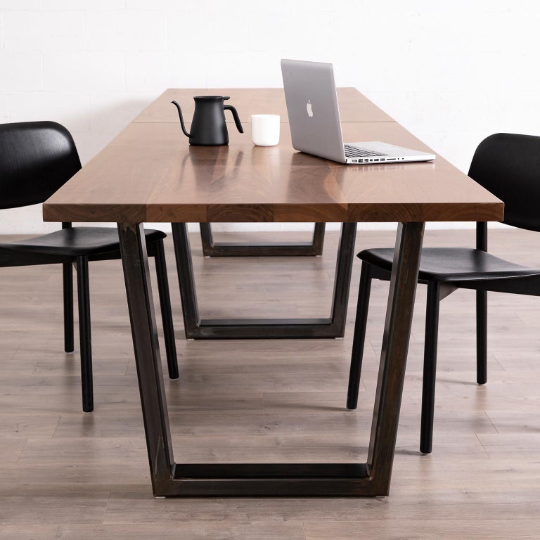 Custom "Taper" Conference Table with Solid Wood Top and Metal Base For ...