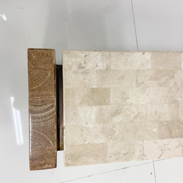 Tessellated Two-Tone Stone and Brass Pedestal Side Table Philippines ...