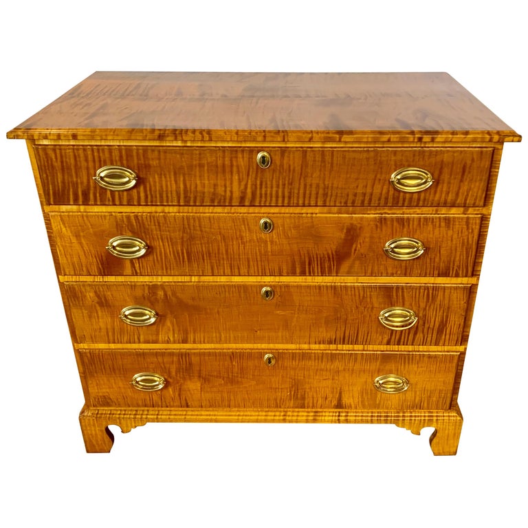 Custom Tiger Maple Chest Charles Dewey Handmade Bennington Vermont at ...