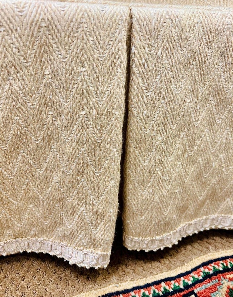 Custom Tufted and Skirted Chesterfield Sofa in Chevron Woven Fabric at ...