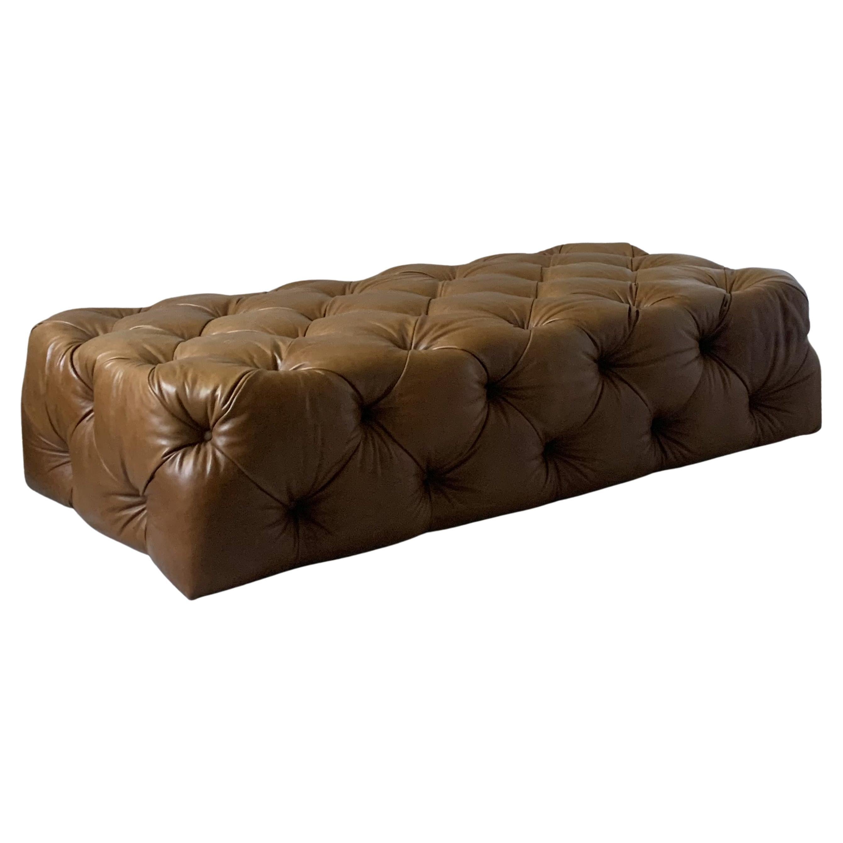 RH Camel Leather Ottoman at 1stDibs