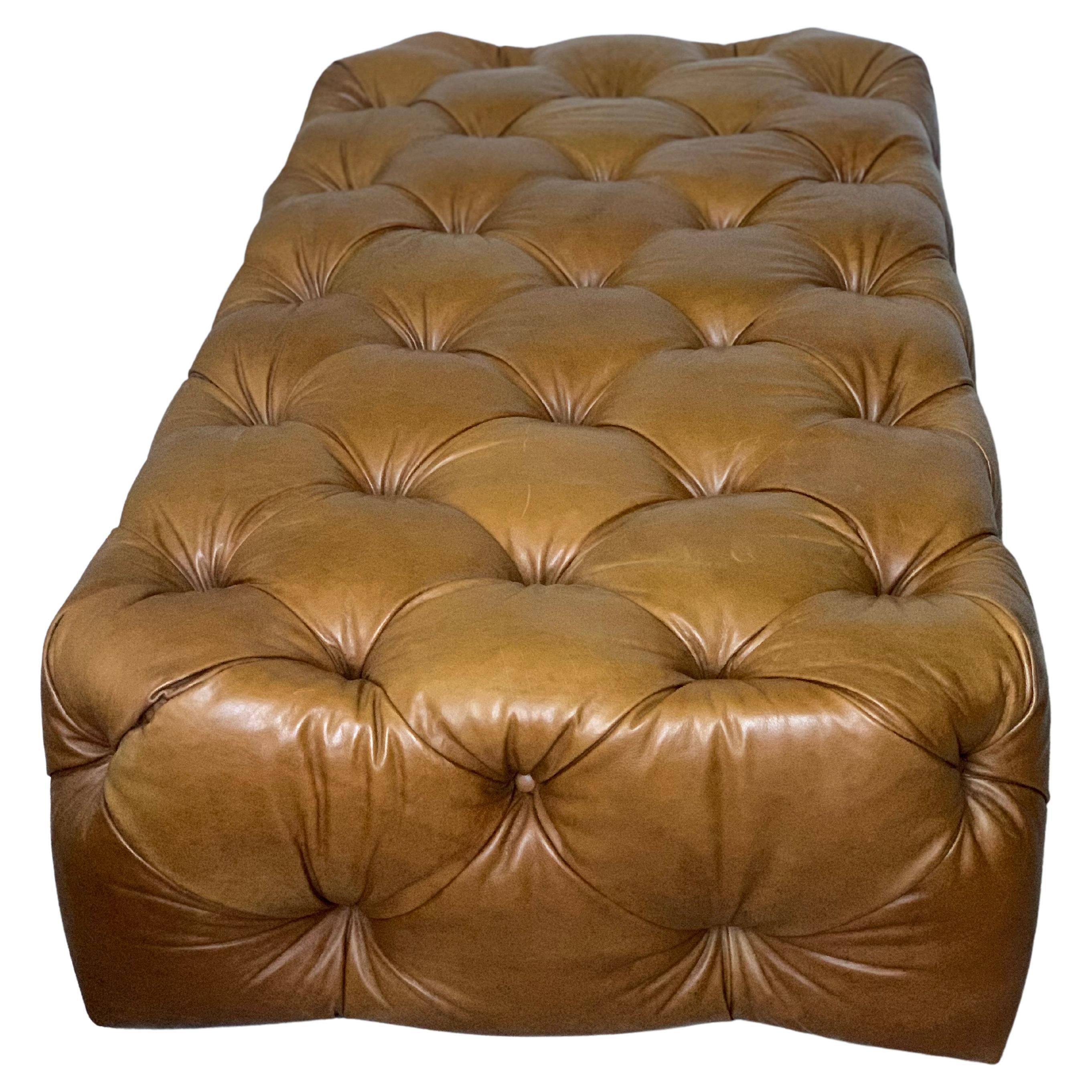 RH Camel Leather Ottoman at 1stDibs