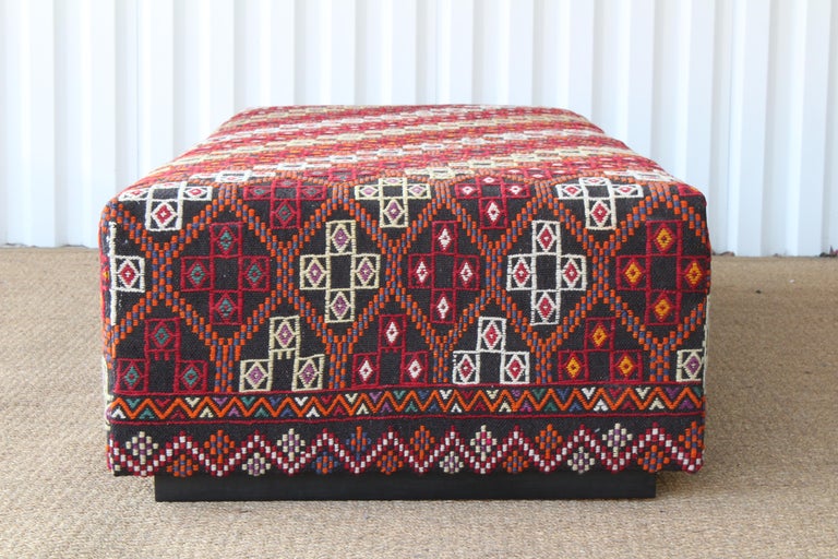 Custom Turkish Rug Upholstered Ottoman at 1stDibs