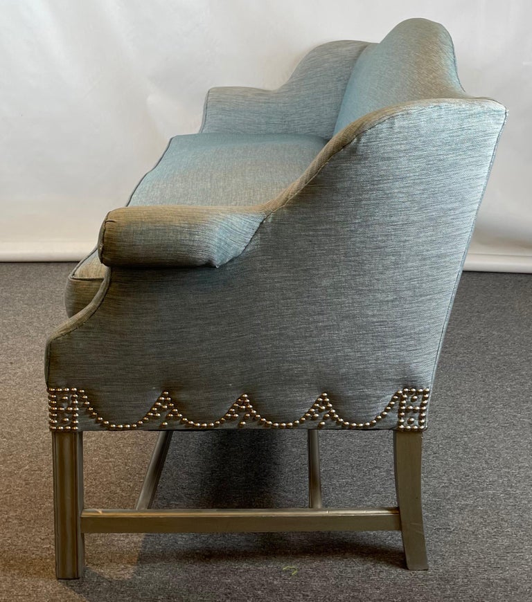 Custom Upholstered Camel Back Sofa at 1stDibs