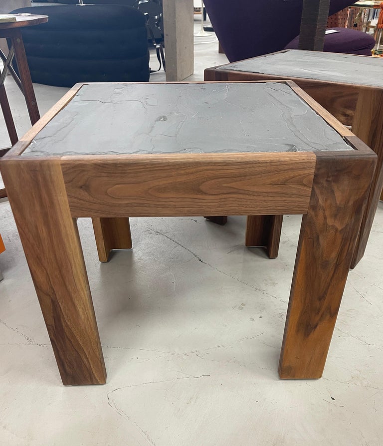 Custom Walnut and Slate Tables For Sale at 1stDibs