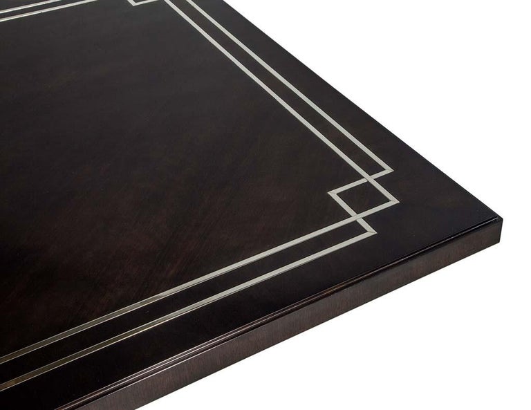 Custom Walnut Dining Table with Polished Metal Inlay Details and Curved ...