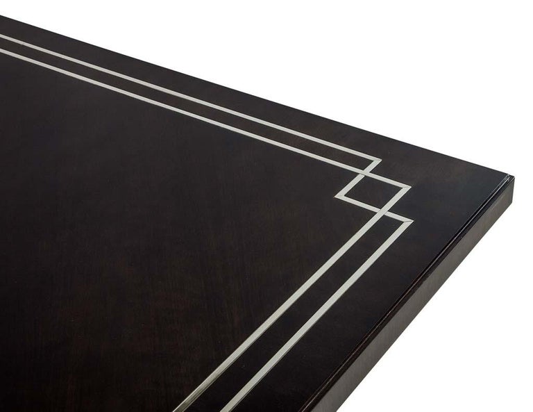 Custom Walnut Dining Table with Polished Metal Inlay Details and Curved ...