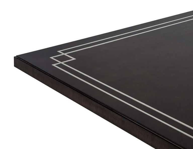 Custom Walnut Dining Table with Polished Metal Inlay Details and Curved ...