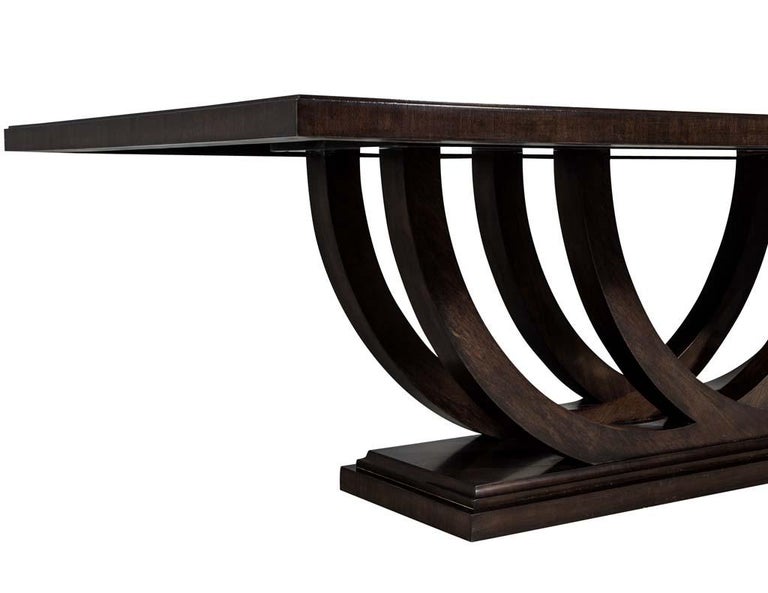 Custom Walnut Dining Table with Polished Metal Inlay Details and Curved ...