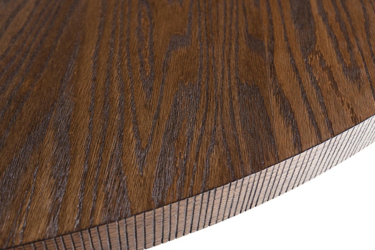 Custom Walnut on Oak Dining Table with Distressed "Dime" Edge on Steel ...