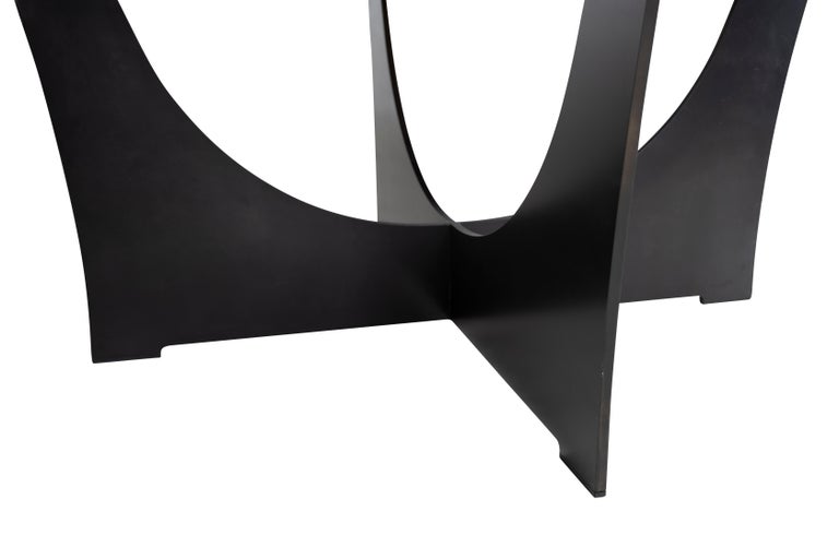 Custom Walnut on Oak Dining Table with Distressed "Dime" Edge on Steel ...