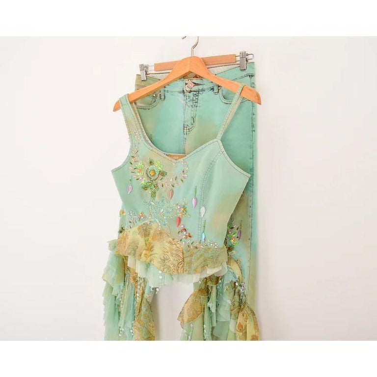Custom Y2K Denim Couture Matching Set For Sale at 1stDibs