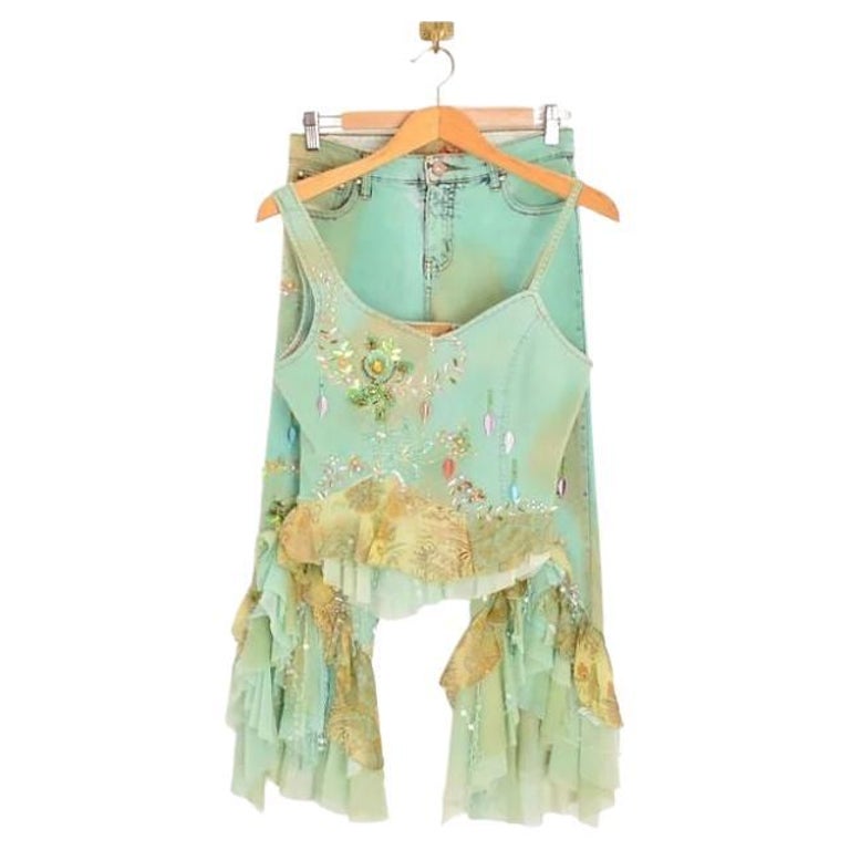 Custom Y2K Denim Couture Matching Set For Sale at 1stDibs