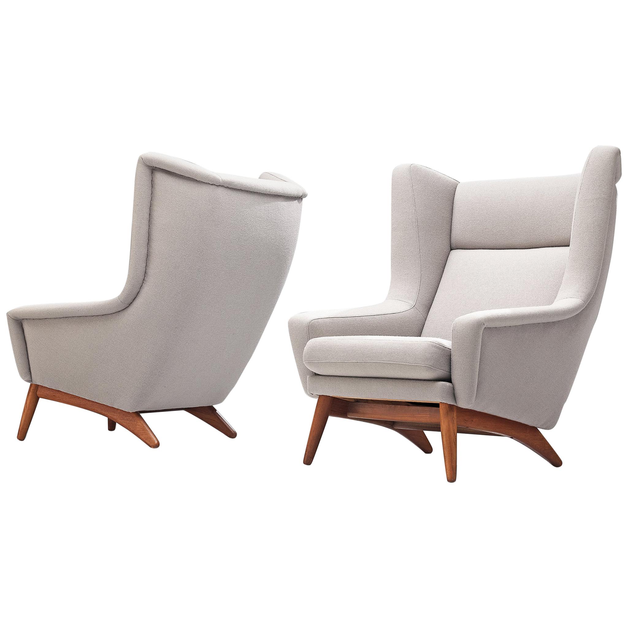 Obtuse oxblood leather and Walnut wing back chair For Sale at 1stDibs