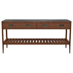 Large Console Table in Walnut with Pewter Accents by Century Furniture ...