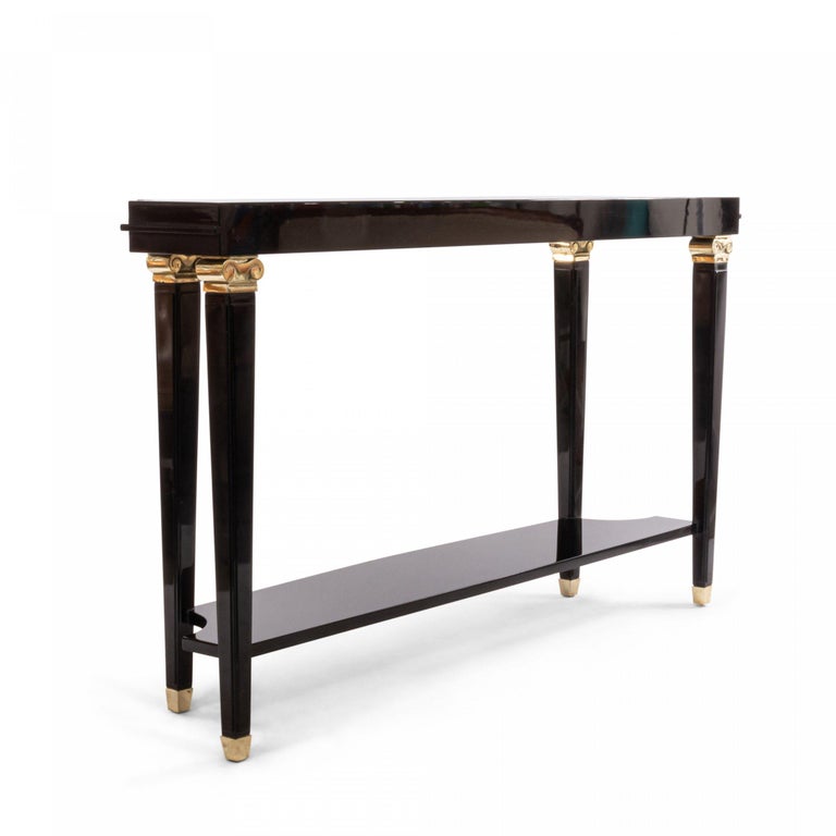 Customizable French Mid-Century Style Black Lacquer Console Table For ...