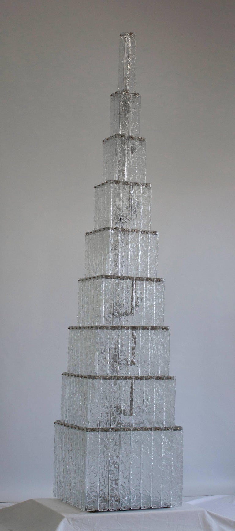 Customizable Giant Pyramid Floor Lamp in Blown Murano Glass Clear Color ...