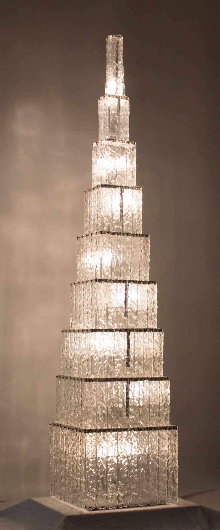 Customizable Giant Pyramid Floor Lamp in Blown Murano Glass Clear Color ...