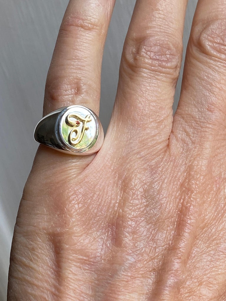 Customizable Letter Ring Personalized 18k Gold Tangerine Orange ...