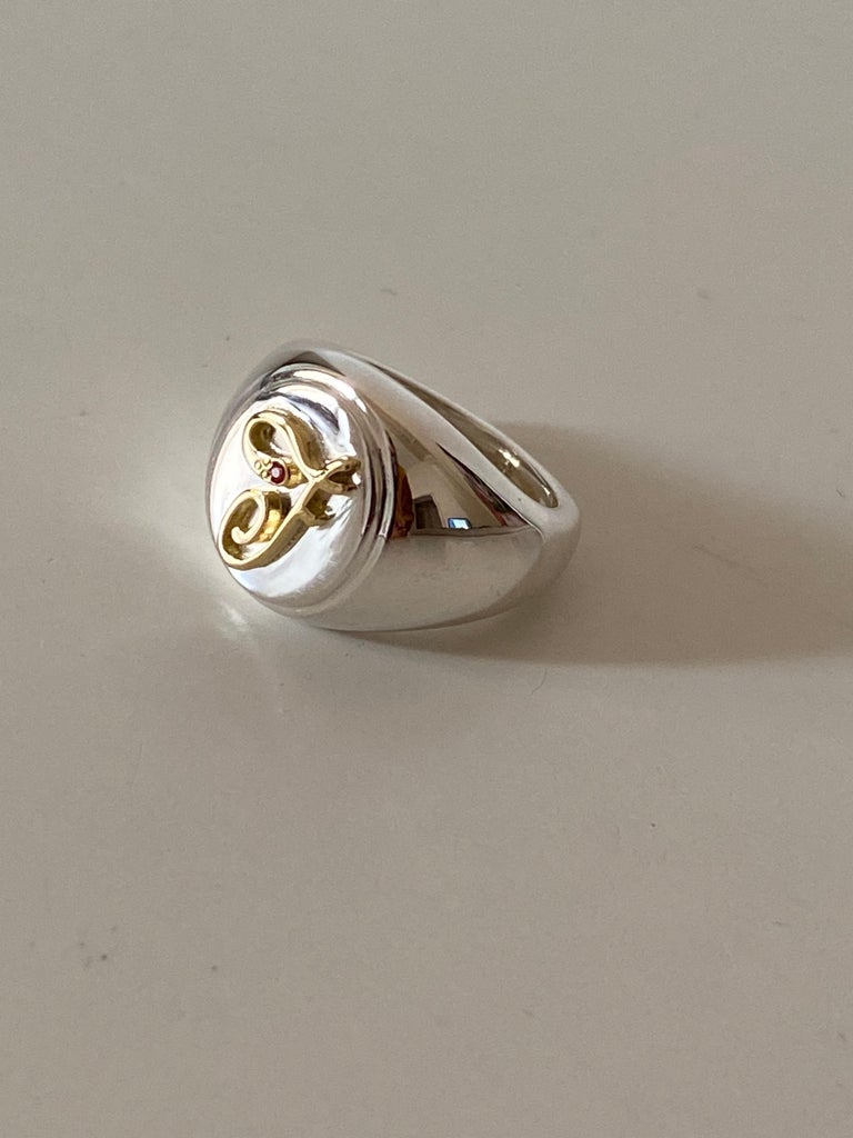 Customizable Letter Ring Personalized 18k Gold Tangerine Orange ...