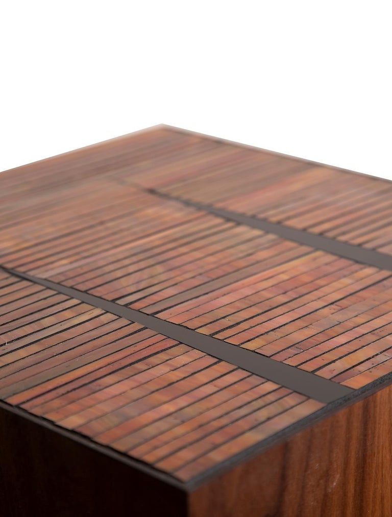 Modern Natura Brown Walnut Pedestal in Sycamore Mosaic by Ercole Home ...