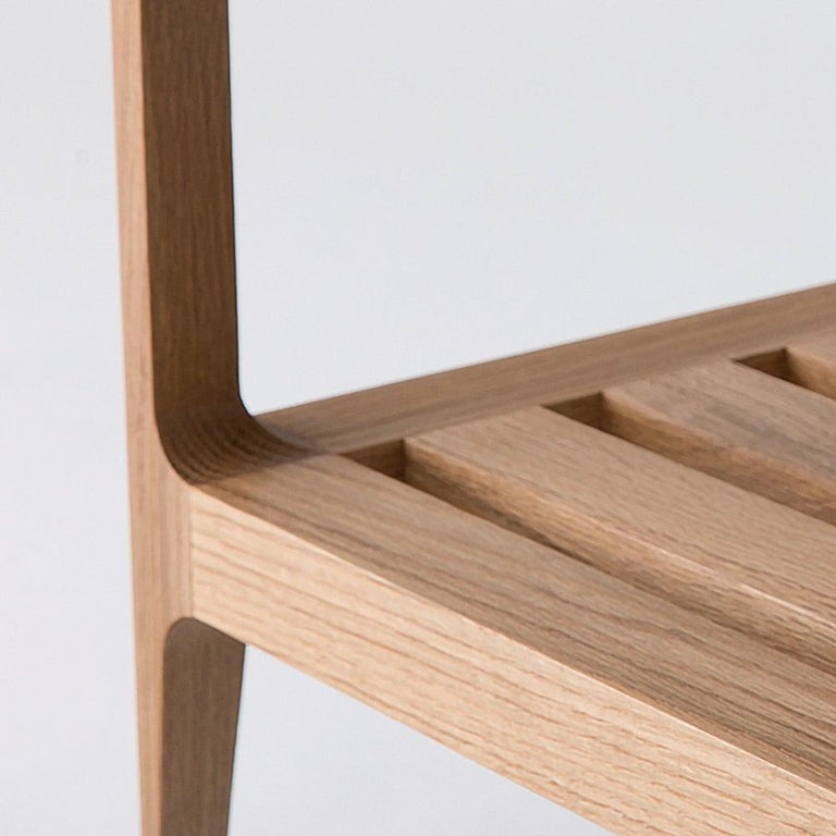 Customizable Radius Oak Console Table with Slatted Shelf by Munson ...