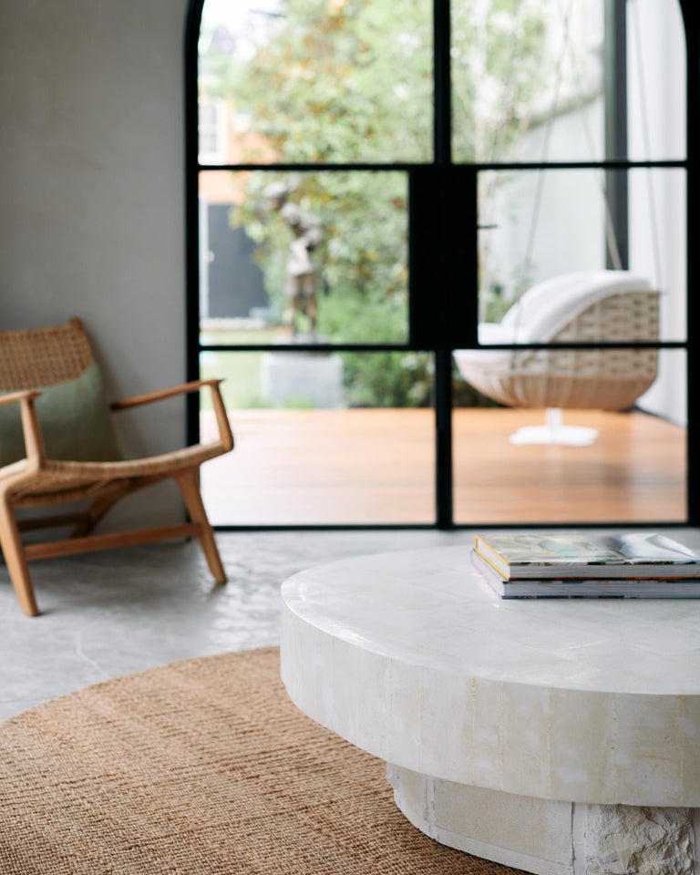 Customizable White Coffee Table 'Hendo' by Denholm, Limestone For Sale ...