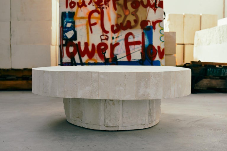 Customizable White Coffee Table 'Hendo' by Denholm, Limestone For Sale ...