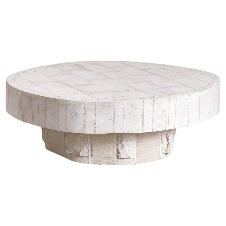 Customizable White Coffee Table 'Hendo' by Denholm, Limestone For Sale ...