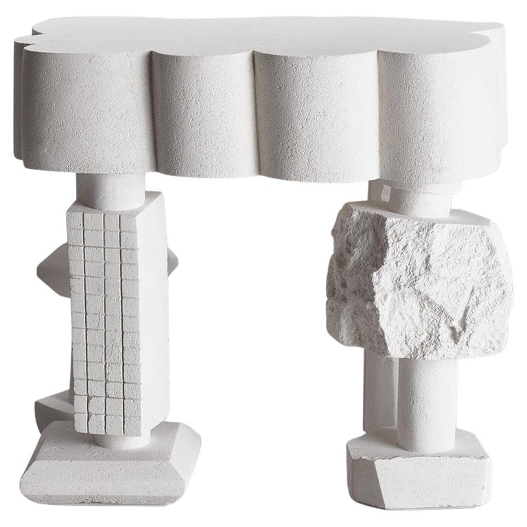 Customizable White Side Table 'Cloud II' by Denholm, Limestone For Sale ...