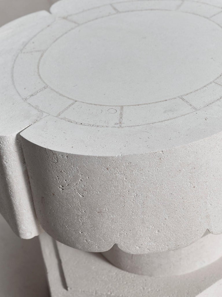 Customizable White Side Table 'Dot' by DenHolm, Limestone For Sale at ...