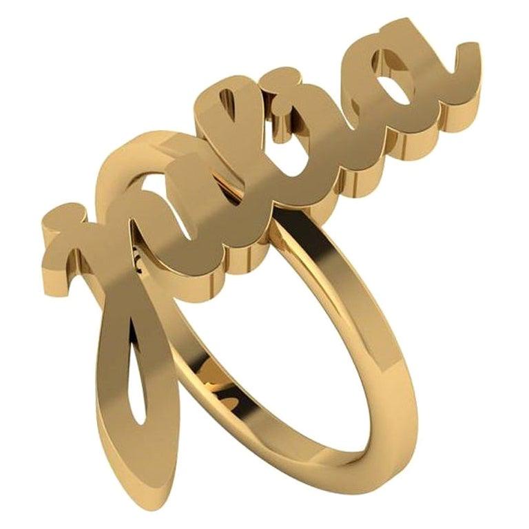 Customizable Customize Name Ring in White Yellow Rose Gold For Sale at ...