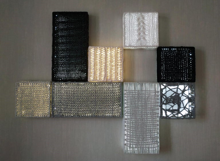 Customized All Colors Natural Knitted Big Squares Wall Light Set For ...