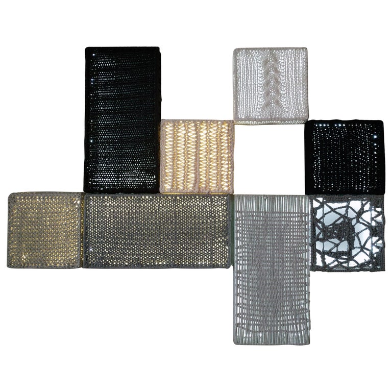 Customized All Colors Natural Knitted Big Squares Wall Light Set For ...