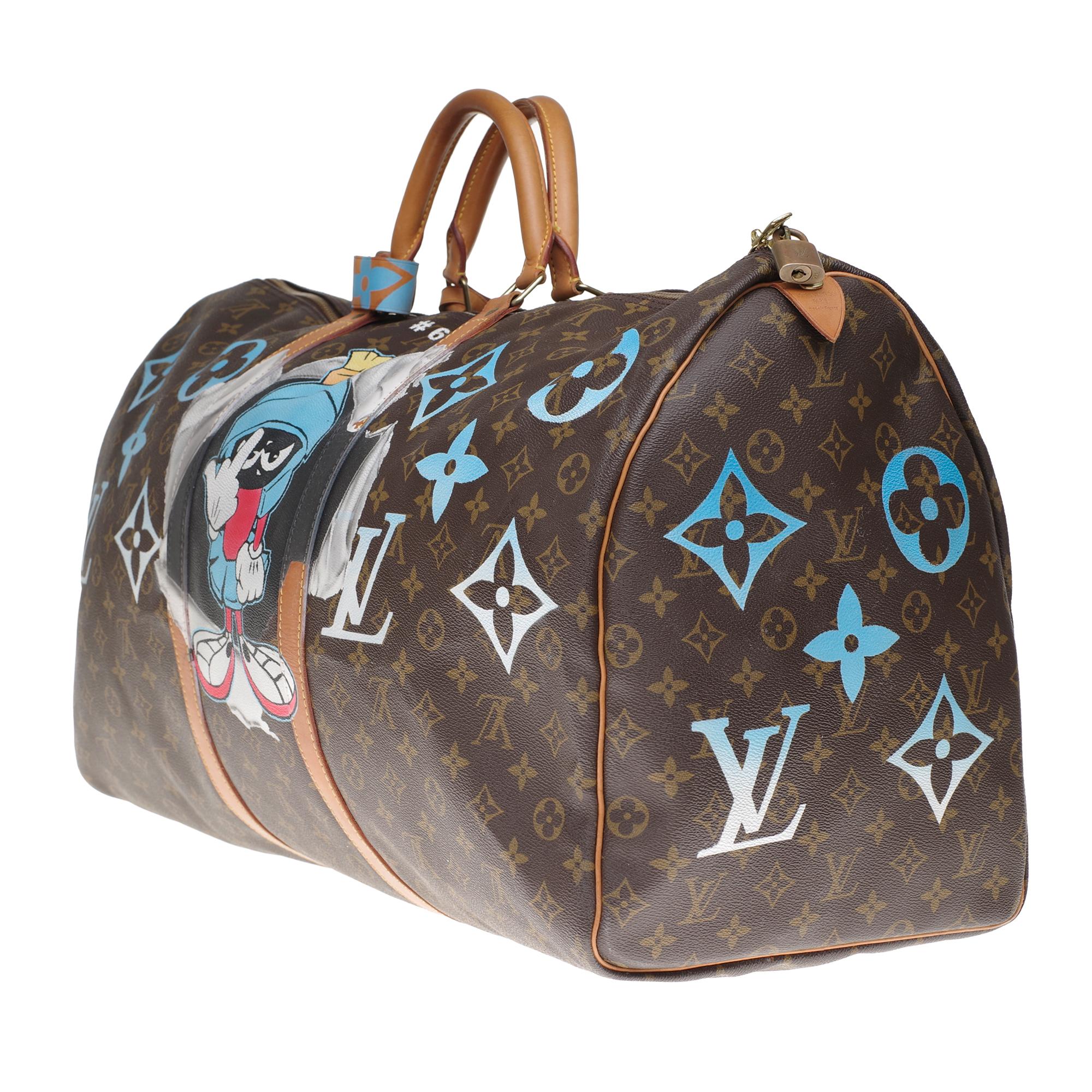 Customized LV Keepall 60 Travel bag in monogram canvas "F***" #66 ! For ...